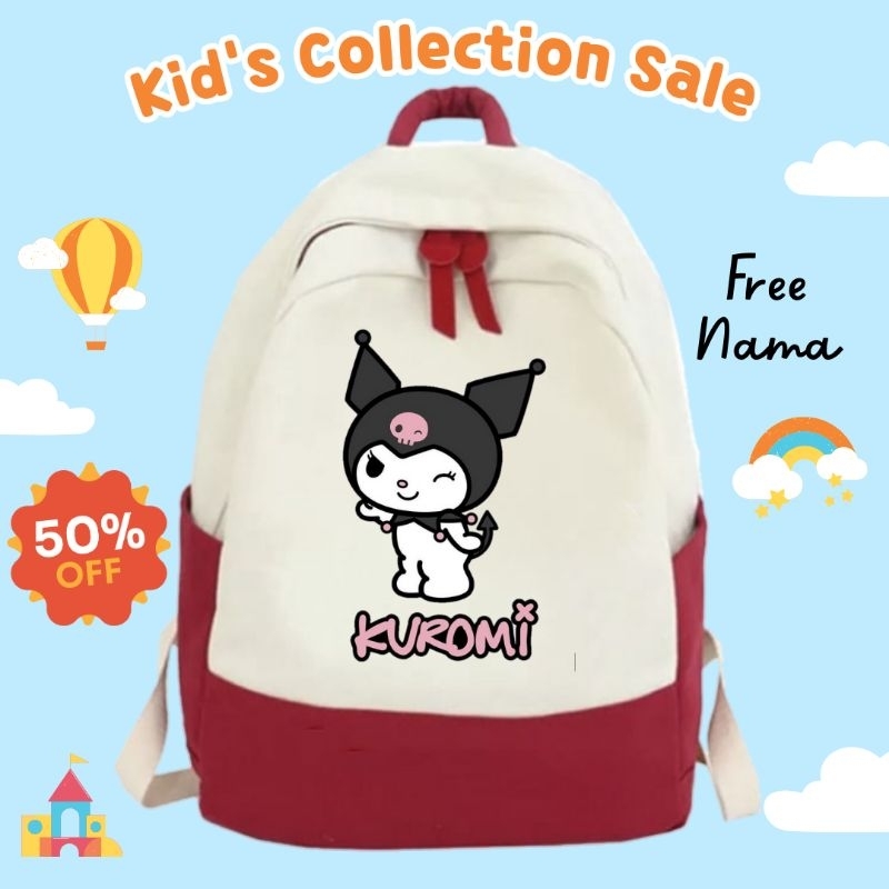 Jual TAS RANSEL BACKPACK SEKOLAH ANAK PAUD TK SD KUROMI CHIBI FREE NAMA | Shopee Indonesia