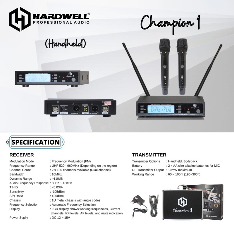 Jual mic wireless Hardwell champion 1 original hardwell( antifeedback ...