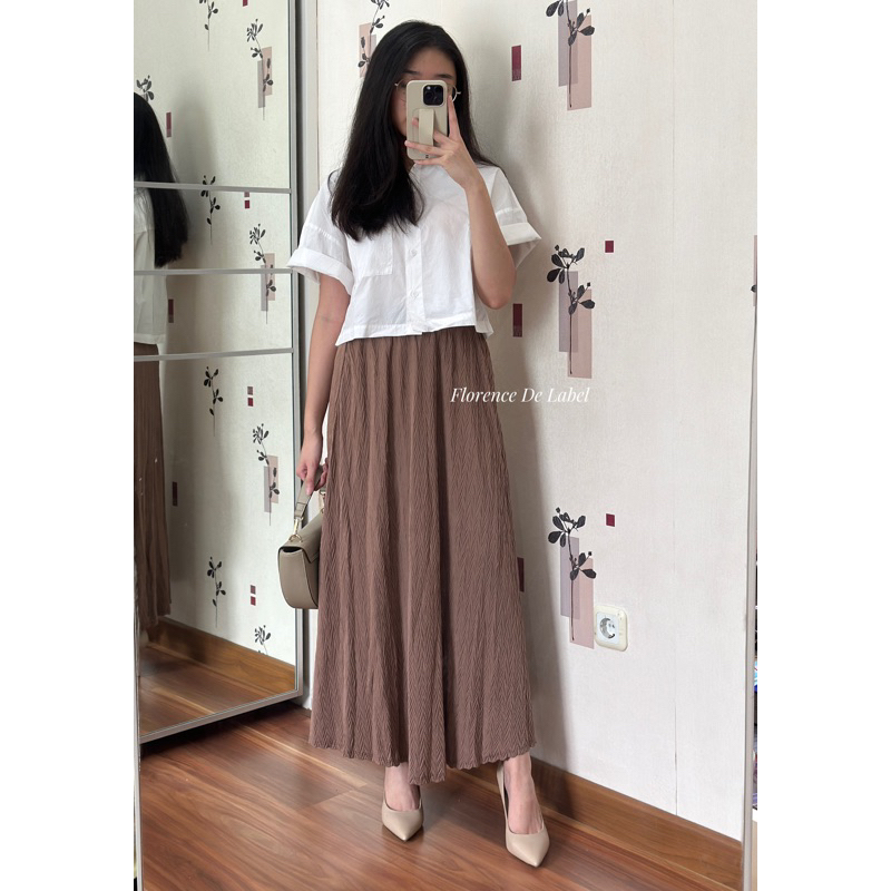 Jual ZIGZAG PLEATED SKIRT / Rok plisket panjang padi zigzag | Shopee Indonesia