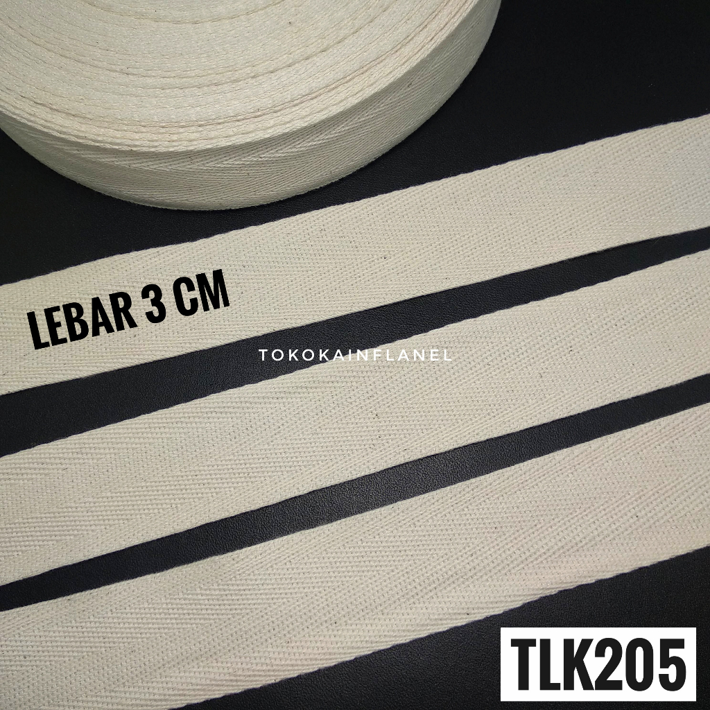 Jual TLK205 Tali Katun Tipis / Webbing uk 3 cm Raw White (Per meter ...