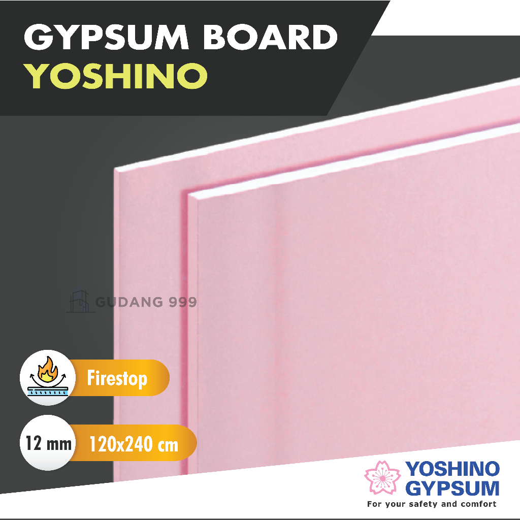 Jual Gypsum Yoshino Fire Resistance 12 mm / Gipsum Yosino FR / Anti Api ...