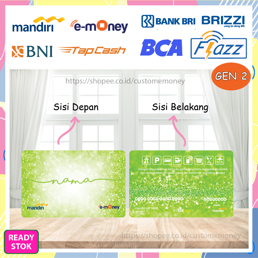 Jual KARTU EMONEY NAMA BLINK GREEN HIJAU MUDA ETOLL E-MONEY MANDIRI ...