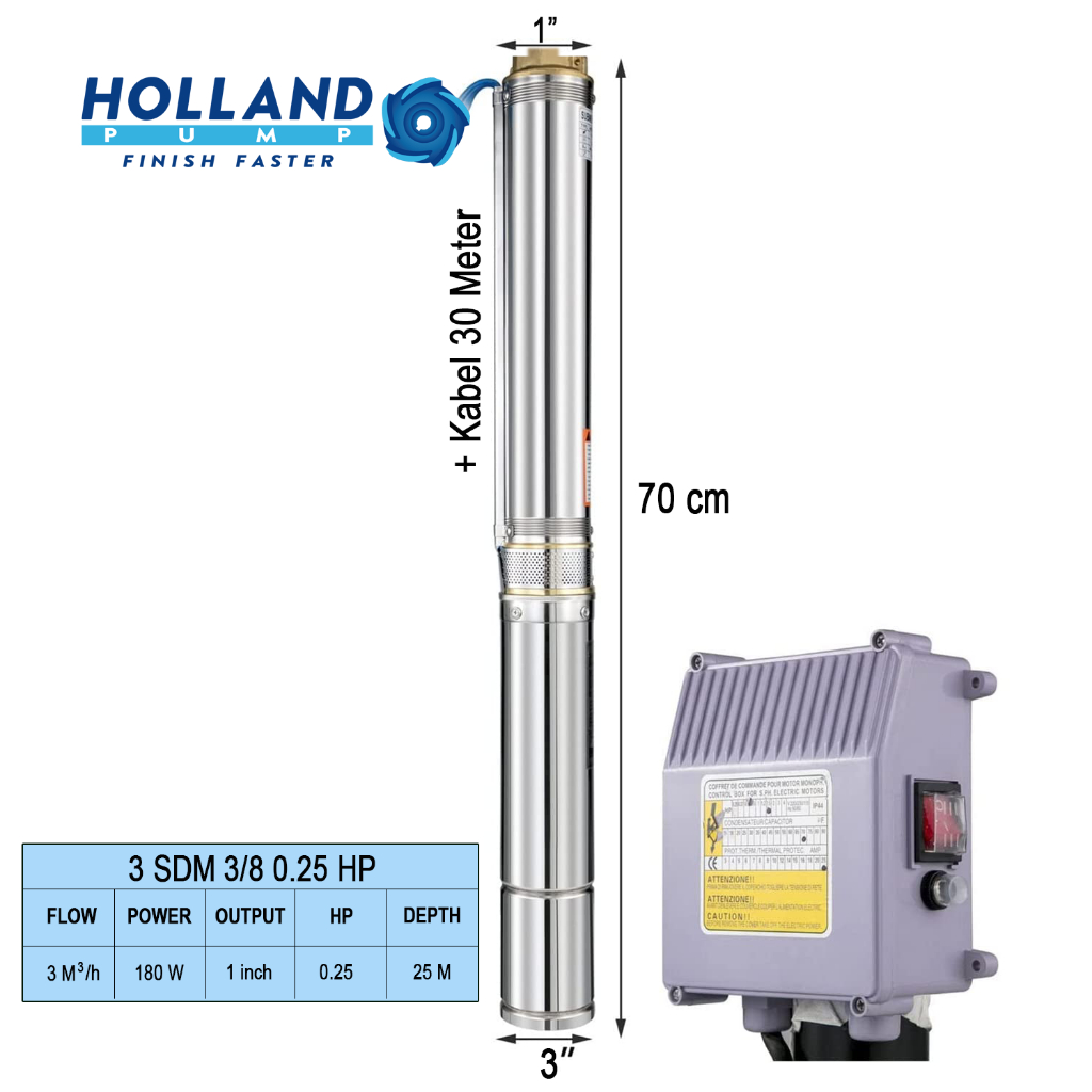 Jual Pompa Air Listrik Sibel Holland Pump Submersible 3 inch 0.25 HP ...