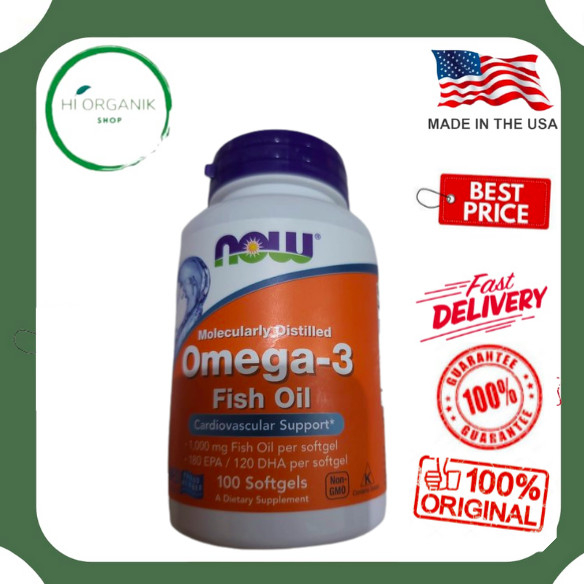Jual NOW Foods molecularly Omega 3 fish oil 180 EPA 120 DHA 100 Softgels | Shopee Indonesia