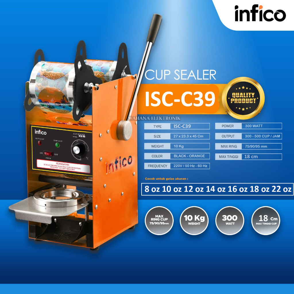 Jual INFICO C39 original mesin cup sealer semua ukuran cup 12 oz - 22 ...
