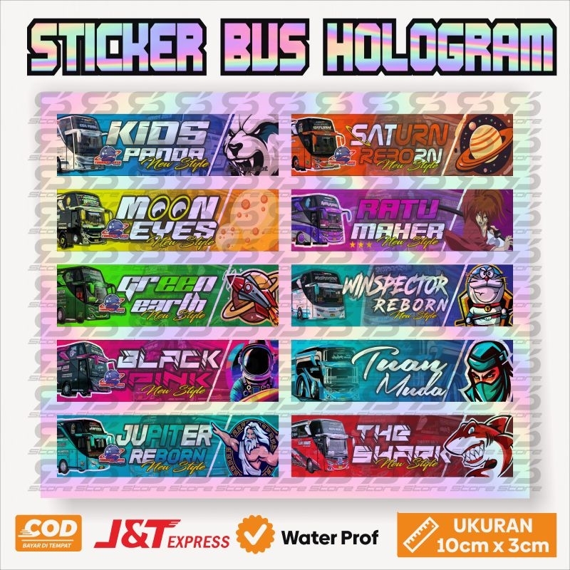 Jual (20pcs) stiker bus terbaru, stiker bus hologram, stiker bus n@bila ...
