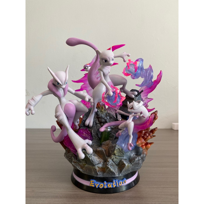 Jual Statue Mew two Evolution Pokemon mewtwo Aura LED PVC FIgure ...