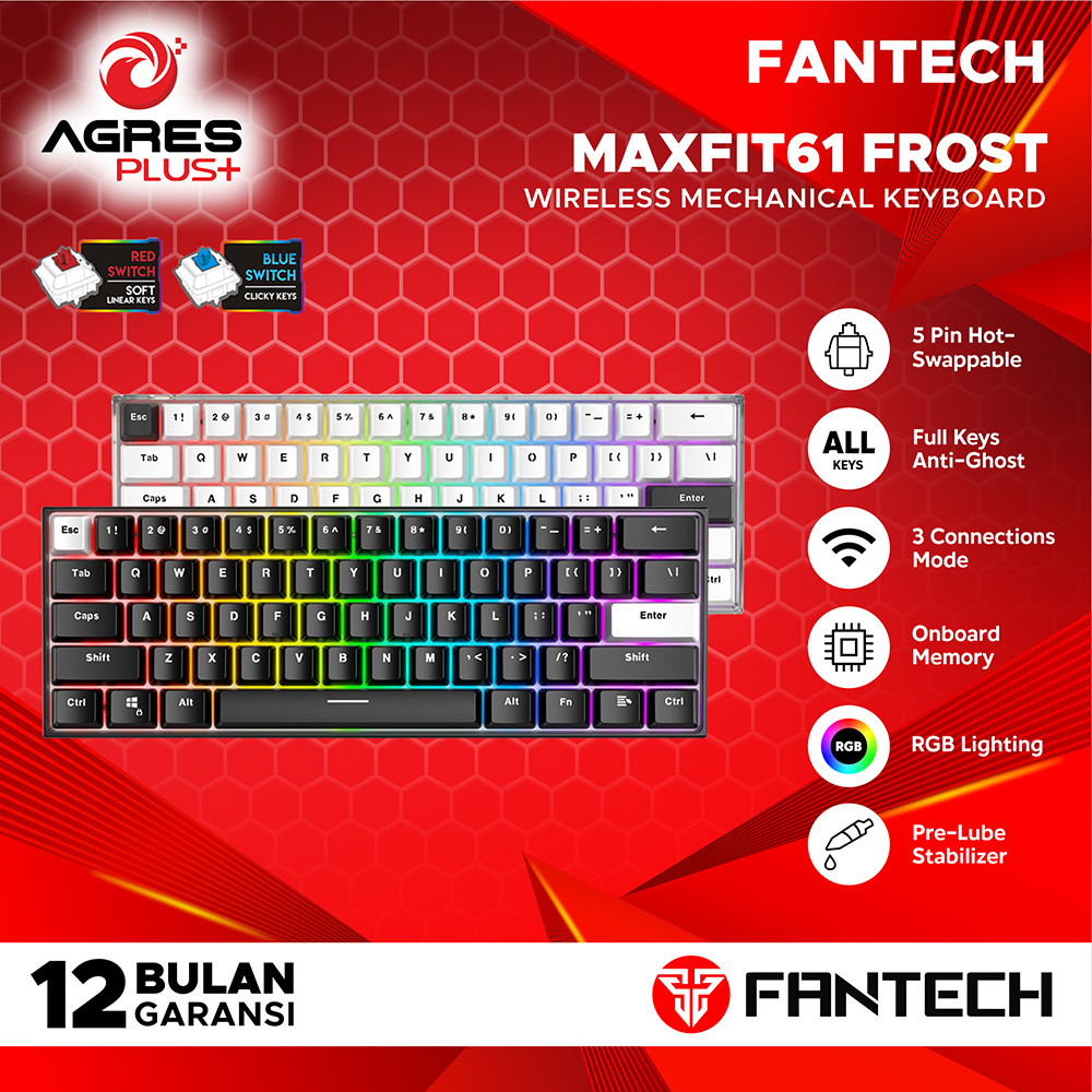 Jual FANTECH Keyboard Maxfit 61 Frost Wireless Hostwap Keyboard Gaming ...