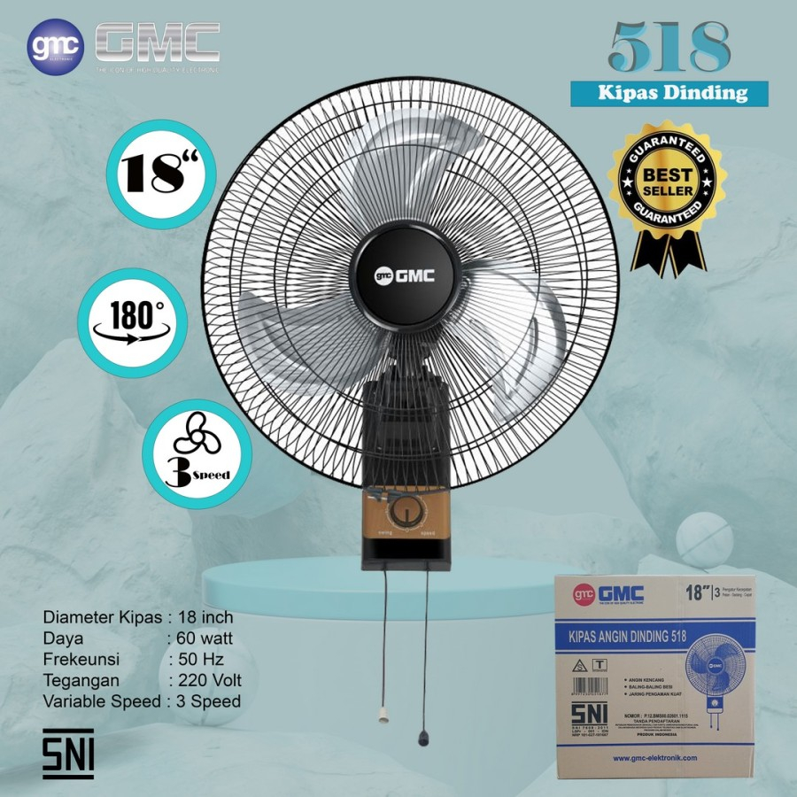 Jual Kipas Angin Dinding Besi GMC 518 Wall Fan 18 inch Tembok Metal ...