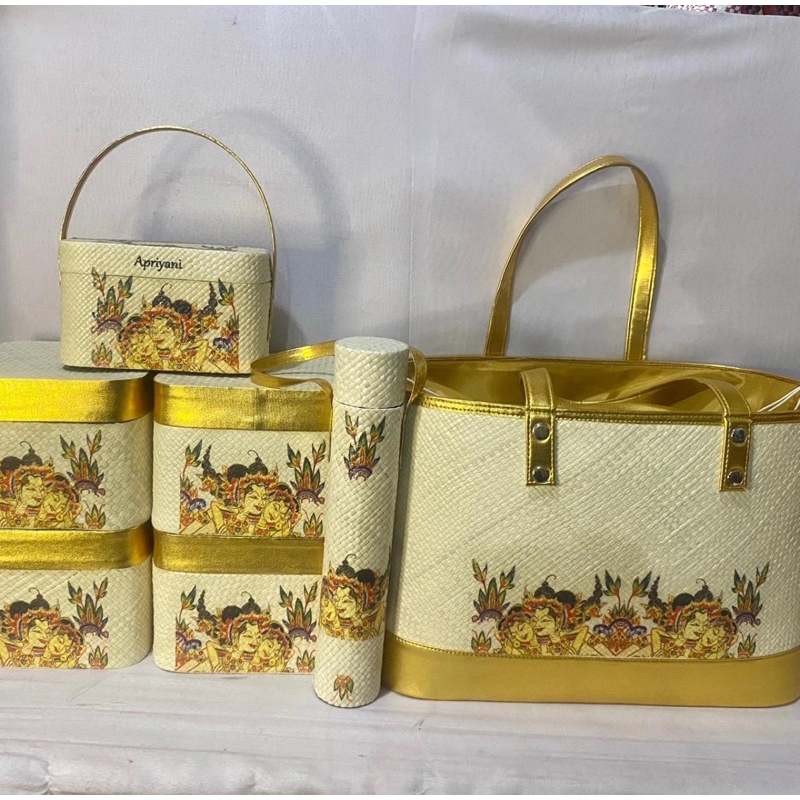 Jual Tas Pandan Set 4 Free Nama Ukuran Anak Keben 20cm x 20cm | Shopee ...