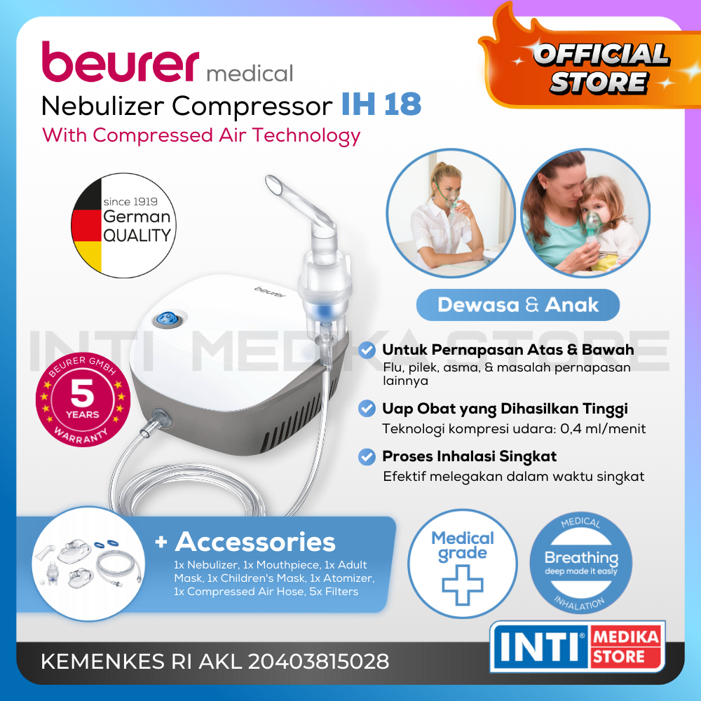 Jual BEURER - Compressor Nebulizer IH 18 | Alat Terapi Uap Batuk Pilek ...