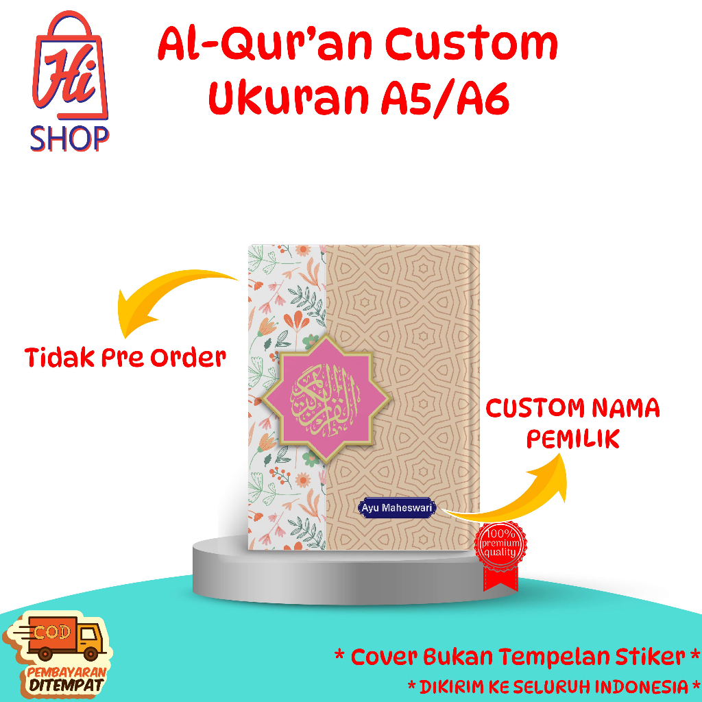 Jual Al Quran A5 A6 Custom Nama Hardcover (Free Tulis Nama di Cover ...