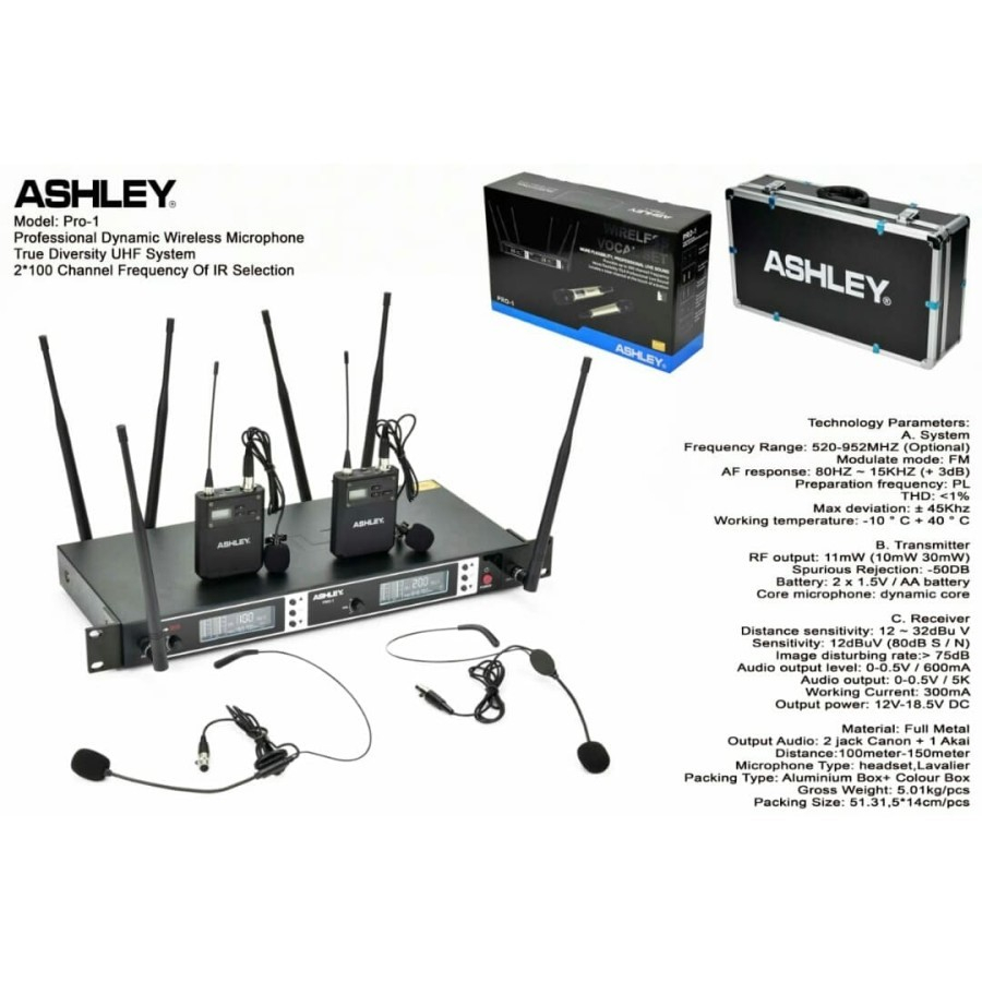 Jual MIC WIRELESS ASHLEY PRO1 mik ashley pro 1 dengan 4 varian jenis ...