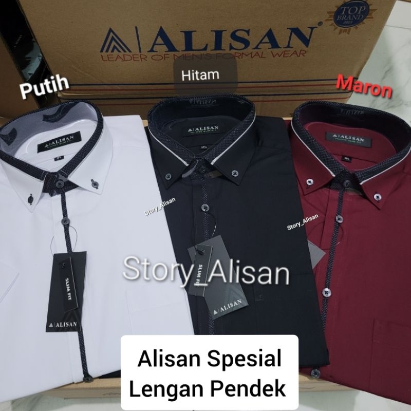 Jual Kemeja ALISAN LIST KOMBINASI POLOS SPESIAL Slimfit Lengan Pendek ...