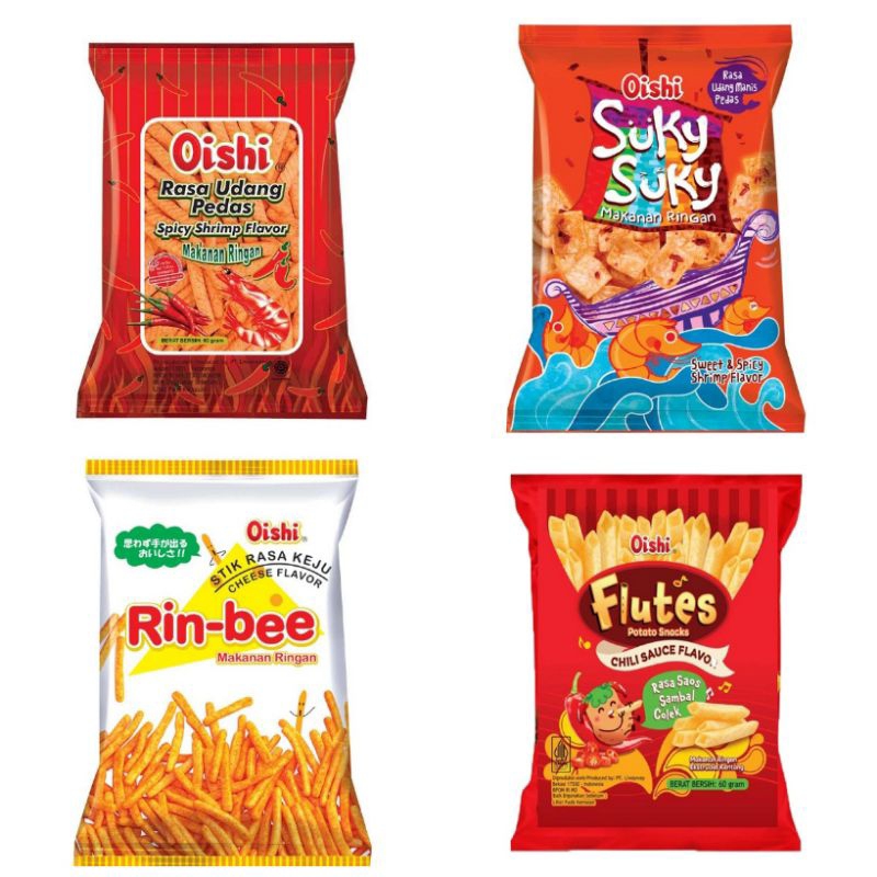 Jual Oishi Snack Makanan Ringan Rinbee Keju / Suky Udang Manis Pedas ...