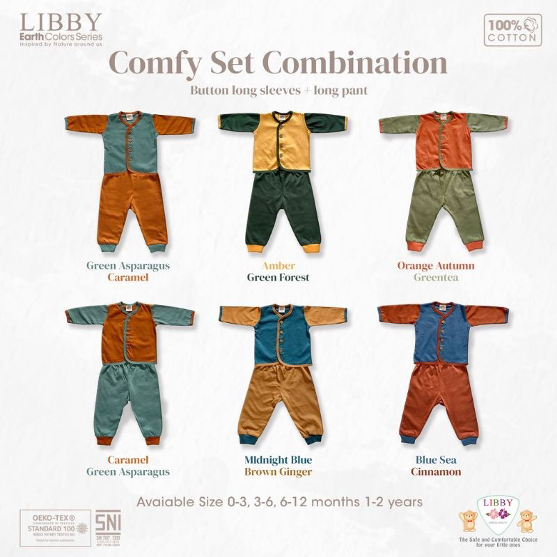Jual LIBBY BABY COMFY SET KOMBINASI EARTH COLOR SERIES PANJANG | Shopee ...