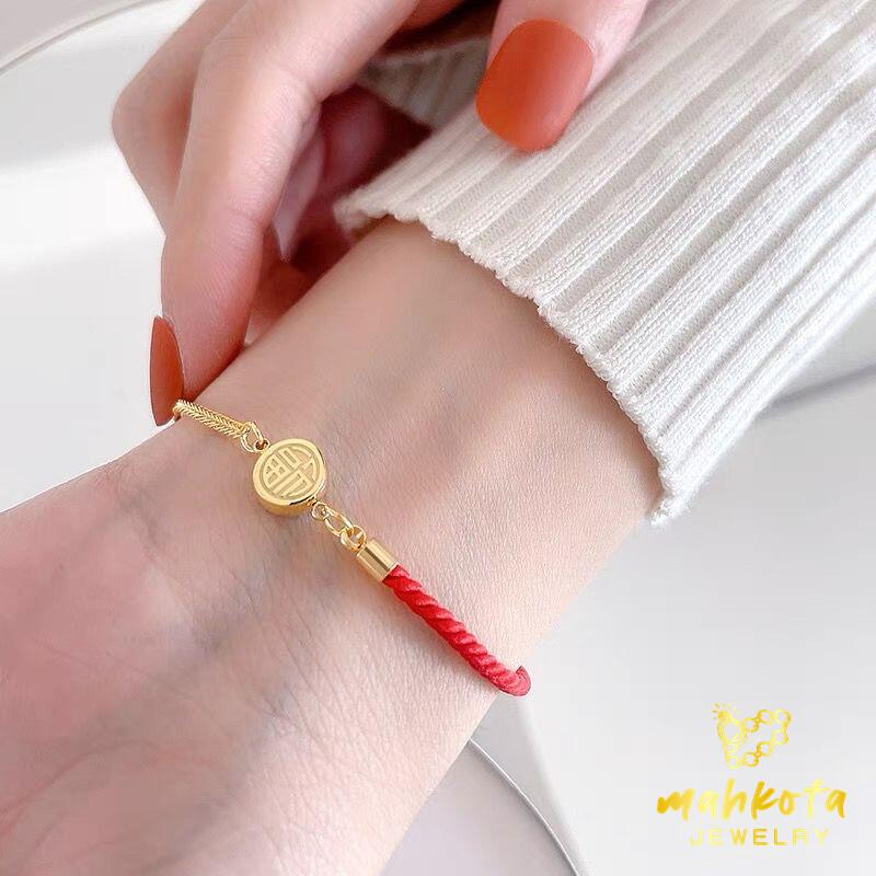 Jual G16 Gelang Tangan Titanium Premium Pria Wanita Tali Red Gold ...