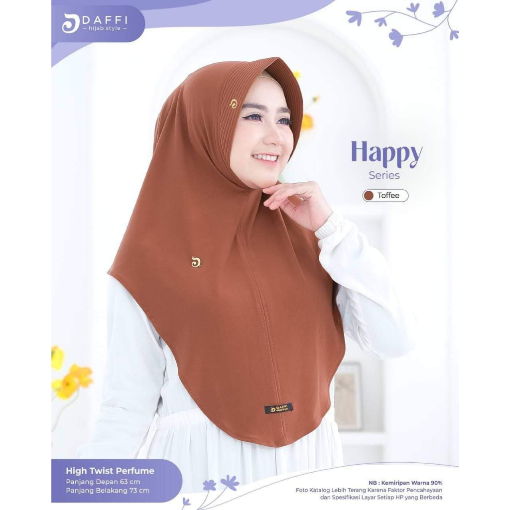 Jual HAPPY Daffi Hijab Instan Bergo Jilbab Polos Aksen Mini Logo emas ...