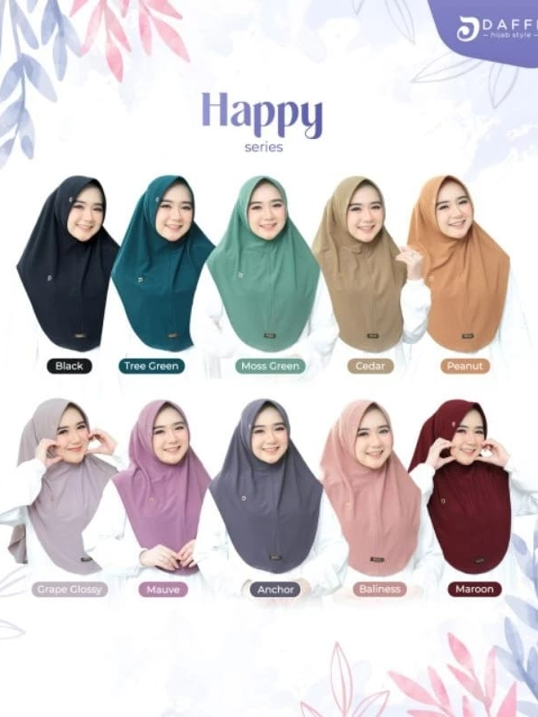 Jual HAPPY Daffi Hijab Instan Bergo Jilbab Polos Aksen Mini Logo emas ...
