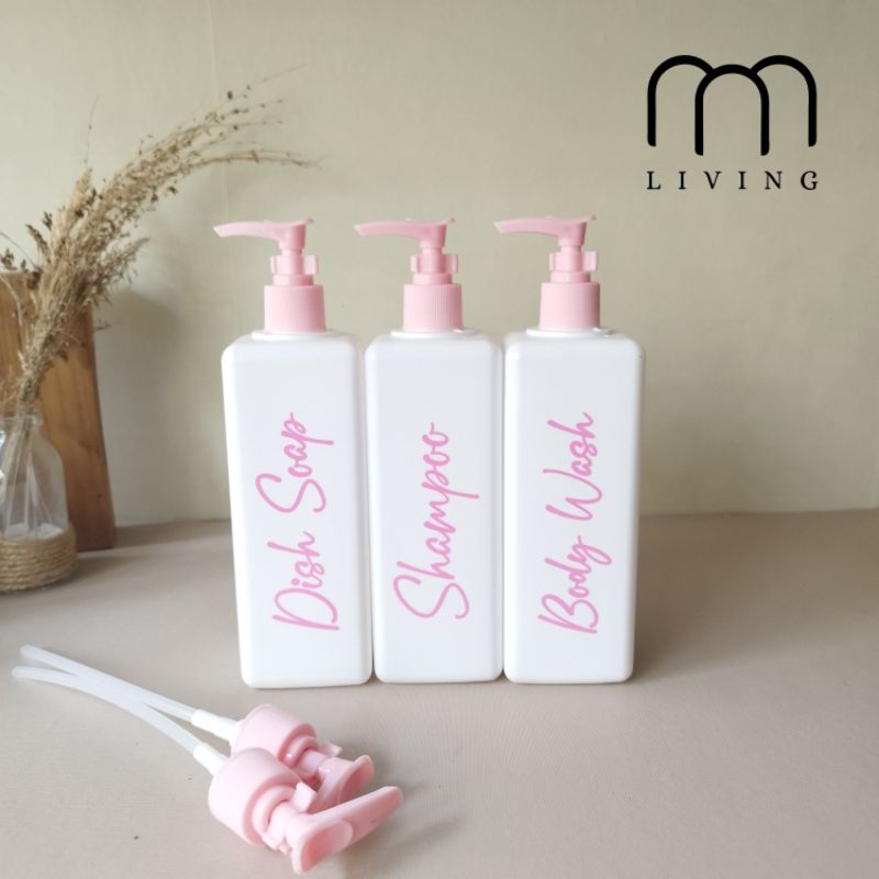 Jual Botol Sabun Cair 500ML KOTAK TUTUP PINK BOTOL DOFF | Shopee Indonesia