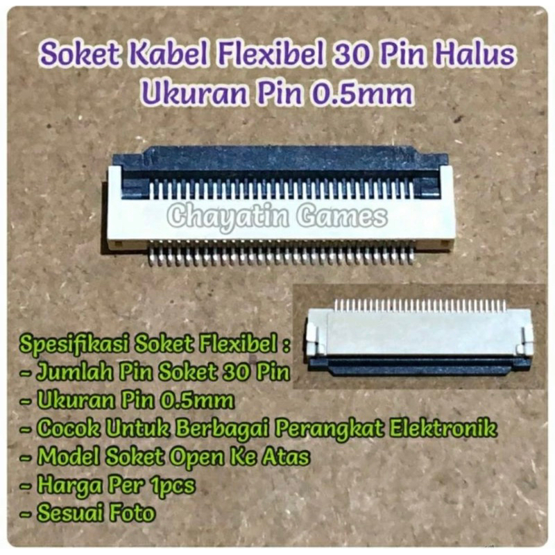 Jual Soket Kabel Flexibel 30 Pin Halus - Ukuran Pin 0.5mm / Soket ...