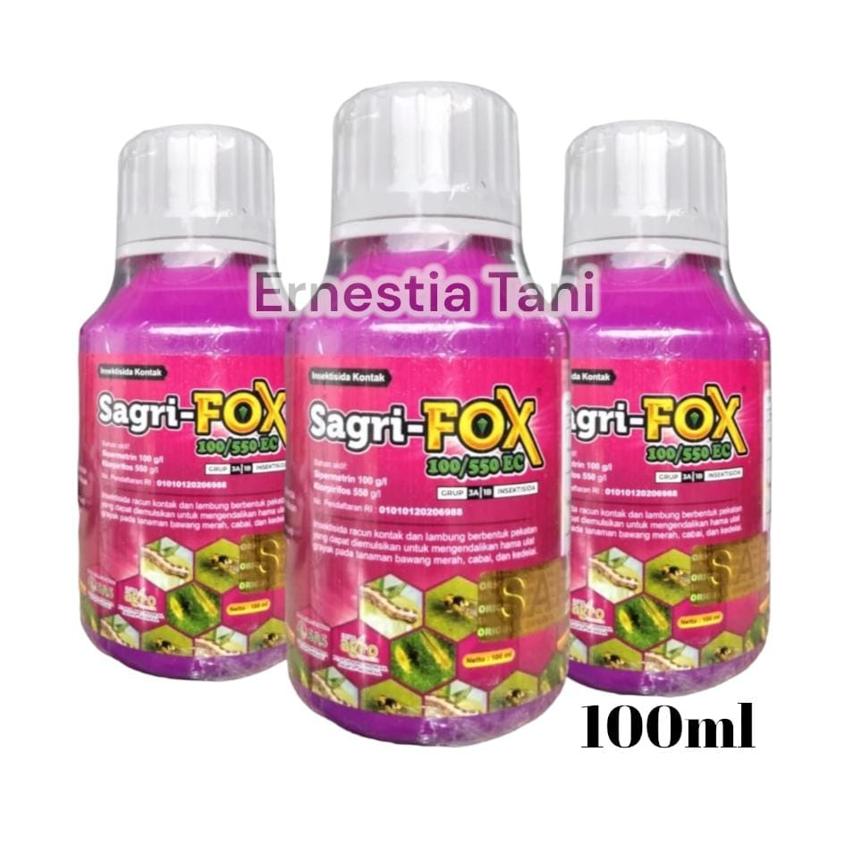 Jual Sagri-Fox 100/550 EC 100ml klorpirifos Sipermetrin Insektisida Hama Ulat Pada Tanaman ...