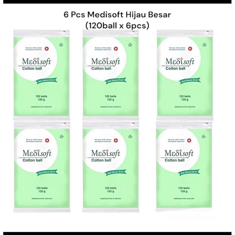 Jual 6 PCS Medisoft Cotton Ball Hijau Besar - Bola Kapas 120gram 120 ...