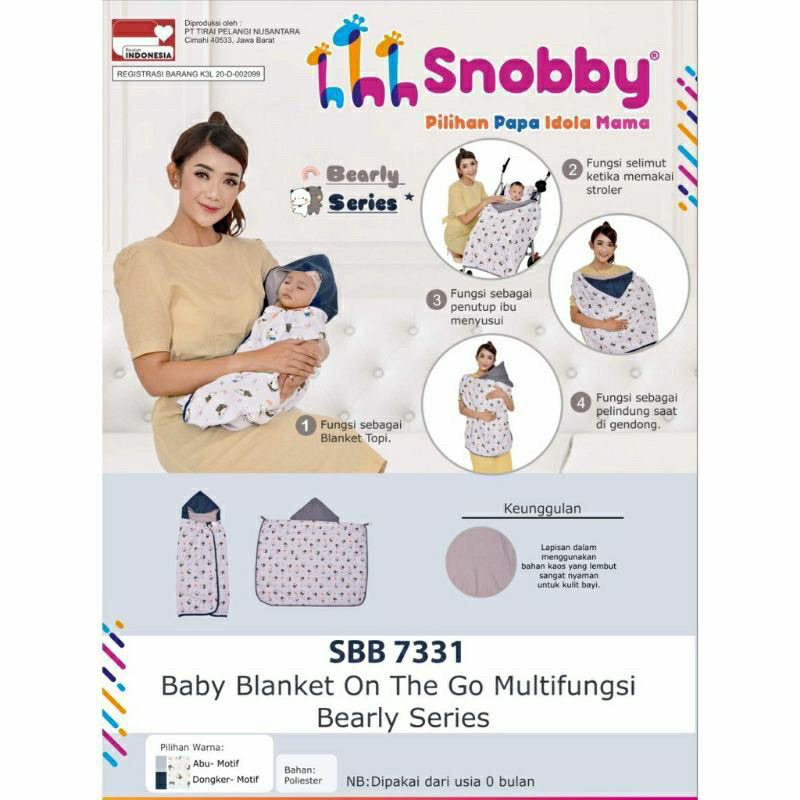 Jual Snobby On The Go Baby Blanket Multifungsi Selimut Bearly Series ...
