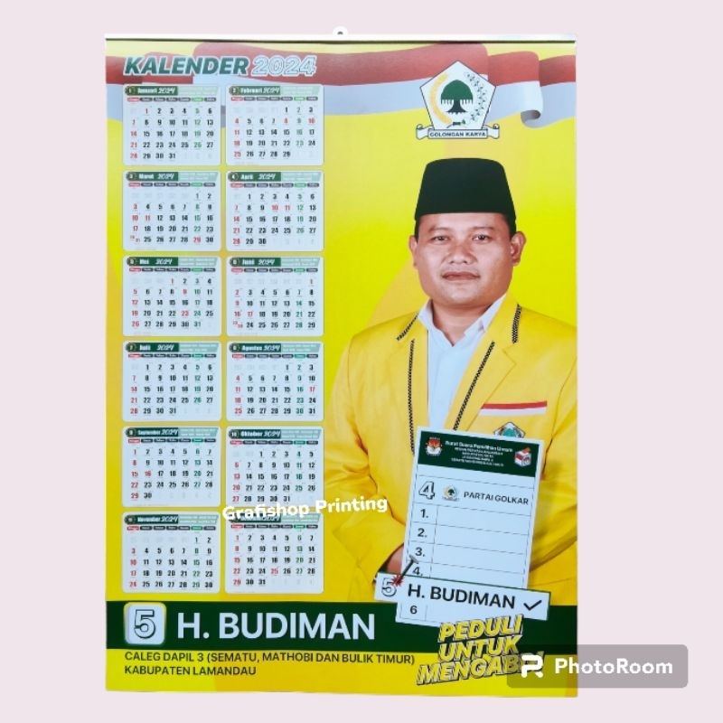Jual Kalender Caleg 2024 Bahan Kertas Duplex 250gsm Ukuran 38x54 cm ...