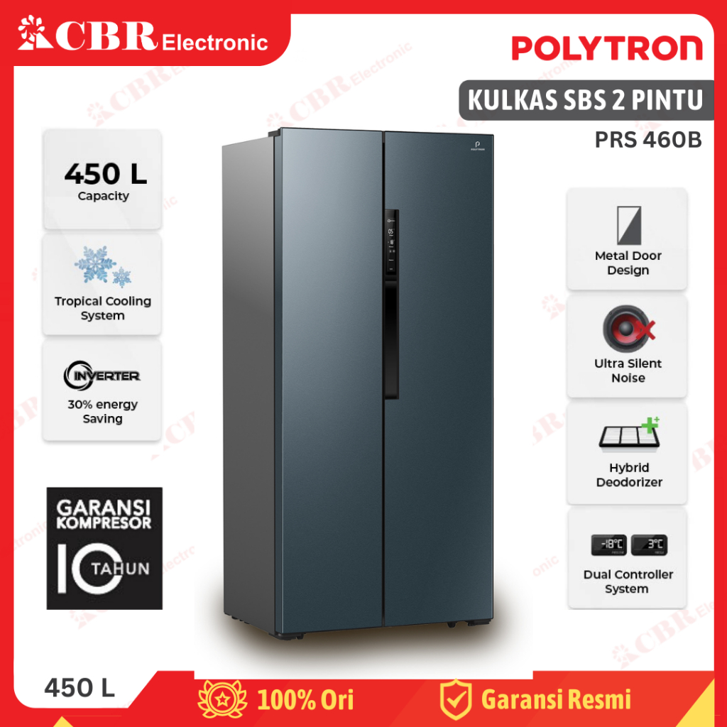Jual Kulkas POLYTRON SIDE BY SIDE 2 Pintu / PRS 460B (450L) | Shopee Indonesia