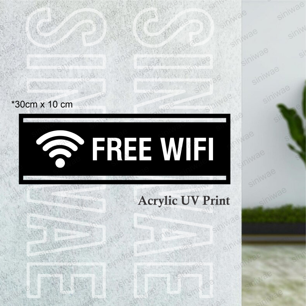 Jual Free Wifi Acrylic Sign 30x10cm Modern UV Print Akrilik Label Tebal ...