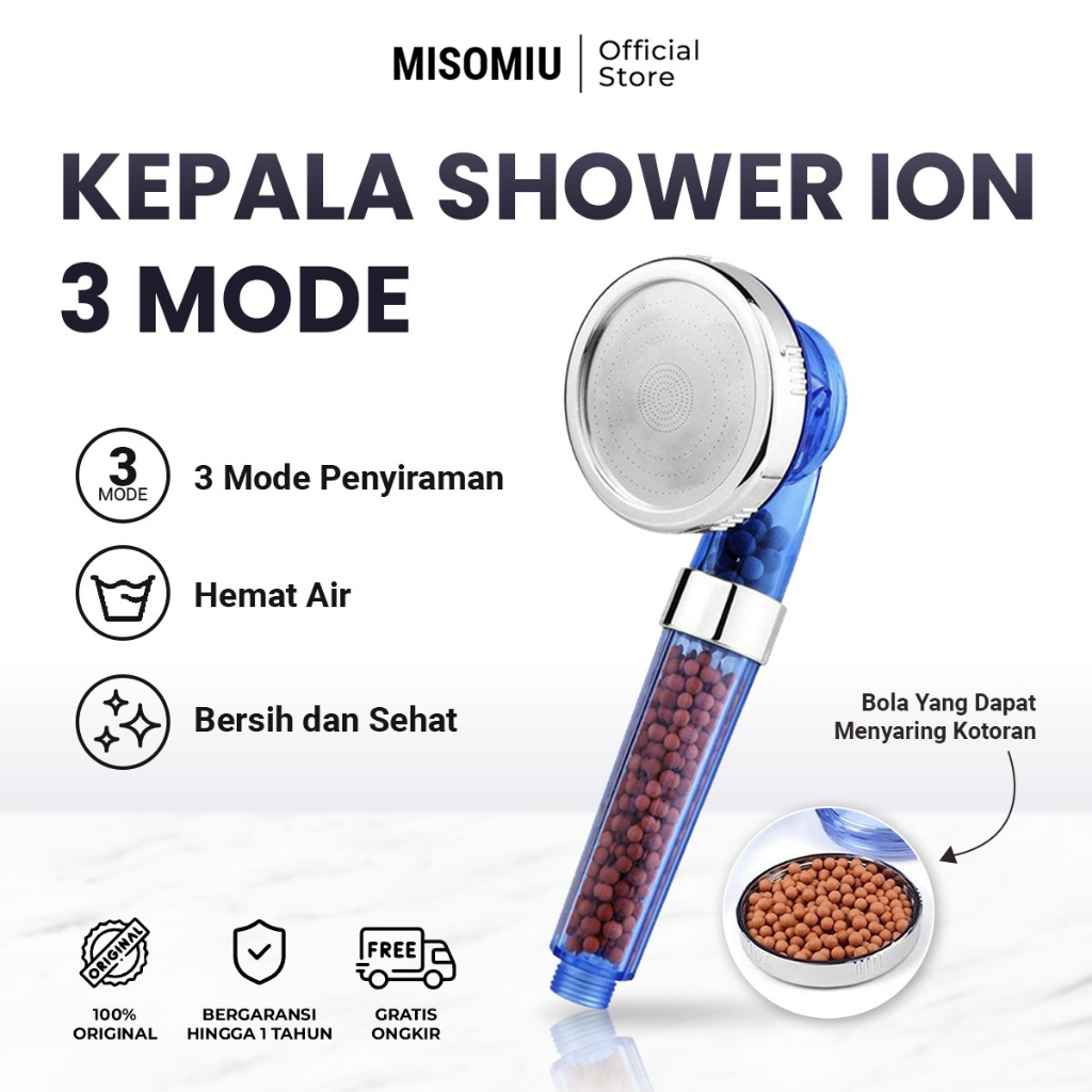 Jual Kepala Super Shower Ion SPA Health Crystal Biru Plus Selang Dan ...