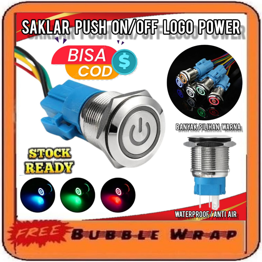 Jual Saklar tombol On Off LED Stainless 19 mm 16 mm Honda Yamaha Push ...