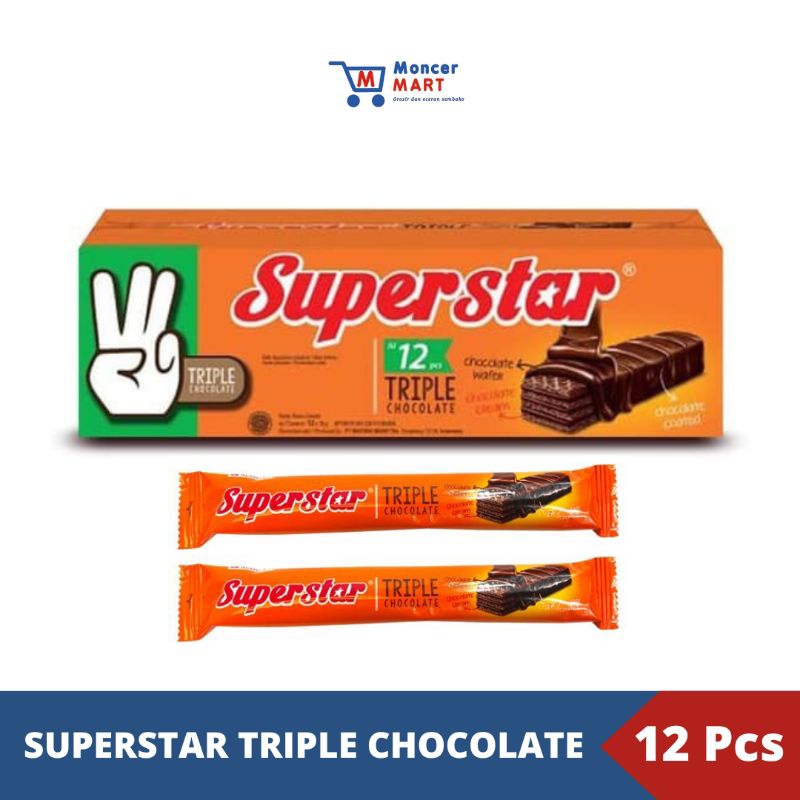 Jual Superstar Wafer Triple Chocolate Box Isi 12 Pcs | Superstar Wafer ...