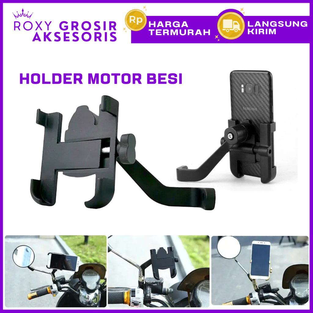 Jual Holder Hp Spion Motor Besi Tebal Berkualitas Murah HM20 Dudukan Handphone Spion Motor besi ...