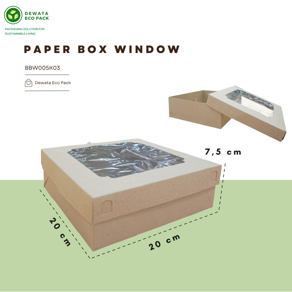 Jual Box Kue Window Tutup Pisah 20x20x7,5cm BBW5K3 / Box Catering / Dus ...