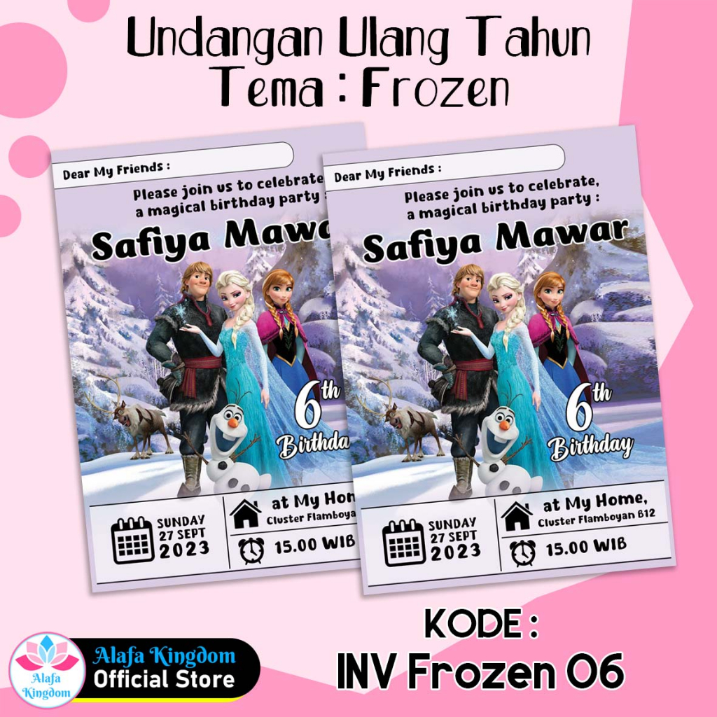 Jual alafakingdom - Undangan Ultah Ulang Tahun Anak Frozen / Birthday ...