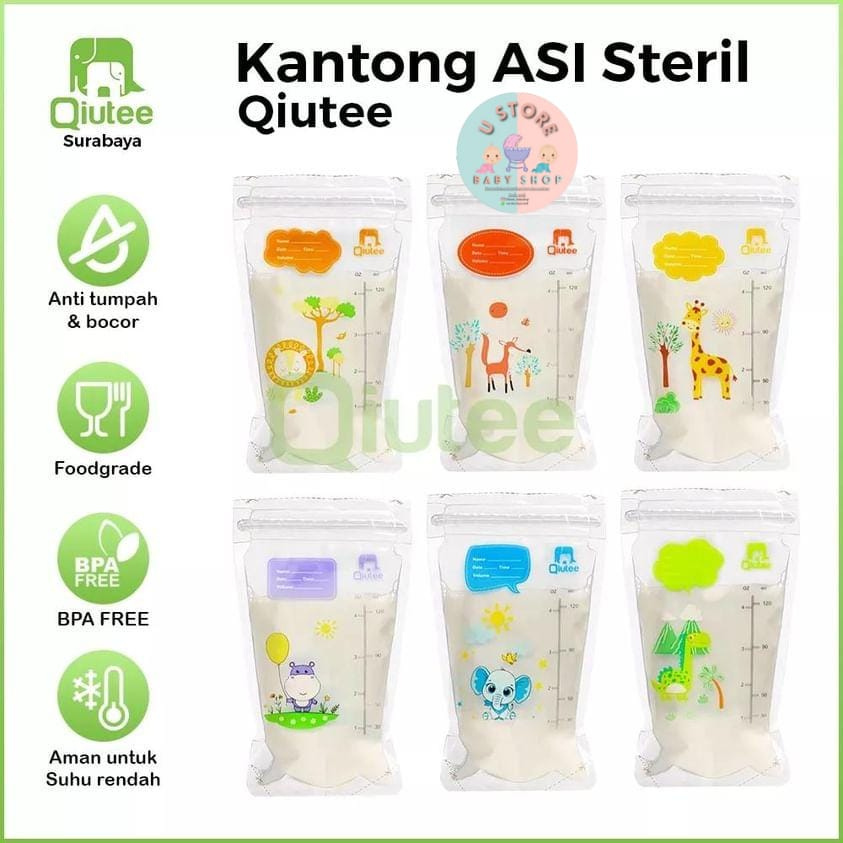 Jual Kantong Asi Qiutee baby asip plastik 120ml Breastmilk storage bag ...
