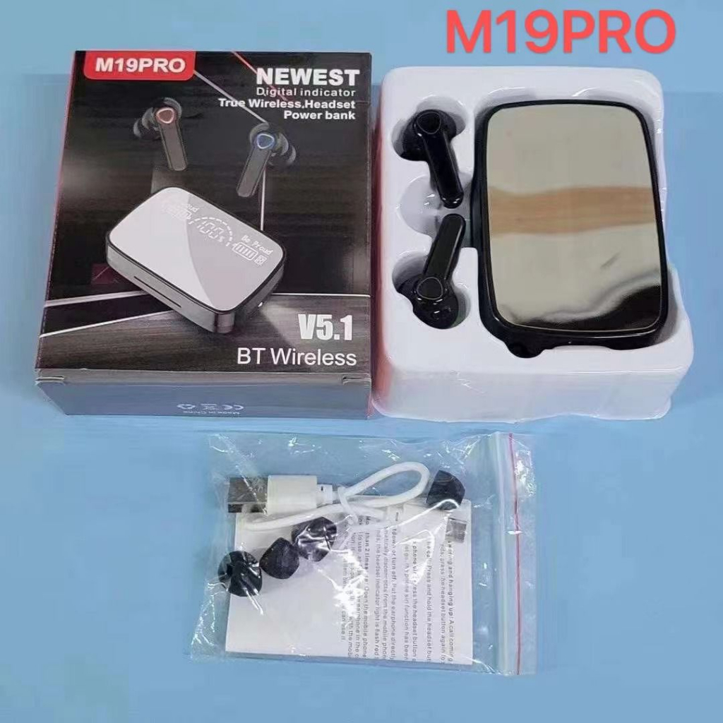 Jual M19 PRO HEADSET BLUETOOTH WIRELESS TWS M19 PRO GAMING + POWER BANK ...
