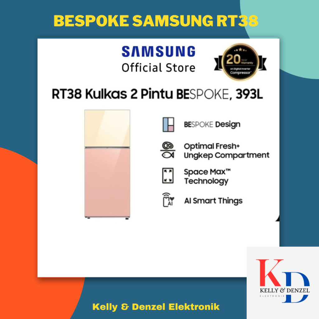 Jual Samsung Refrigerator Kulkas BESPOKE UNGKEP 2 Pintu 393L RT38CB66408J RT38CB RT38 ...