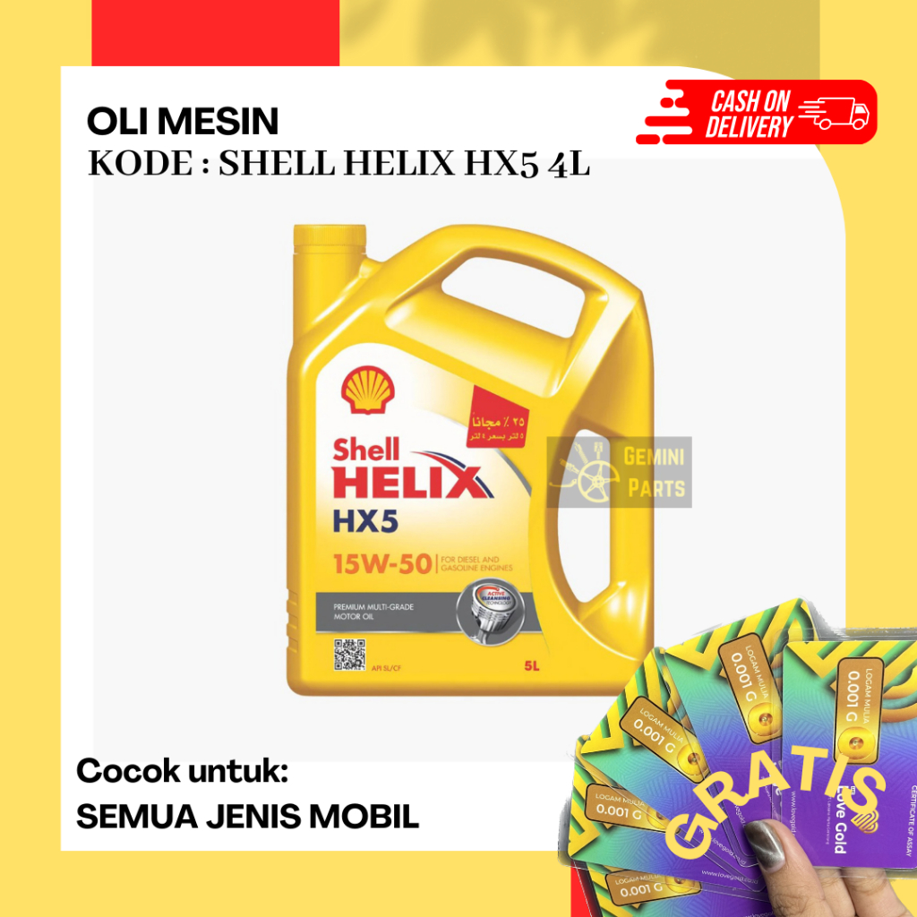 Jual OLI SHELL HELIX HX5 15W-40 4LITER GALON | Shopee Indonesia