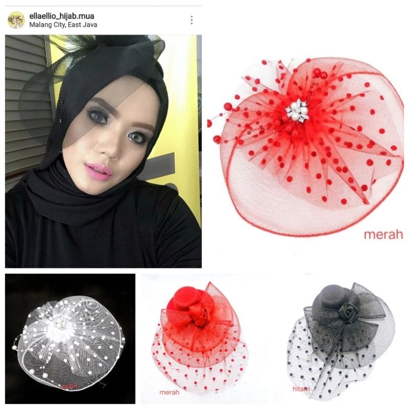 Jual Fascinator hat headpiece topi hiasan rambut topi gatsby jaring ...