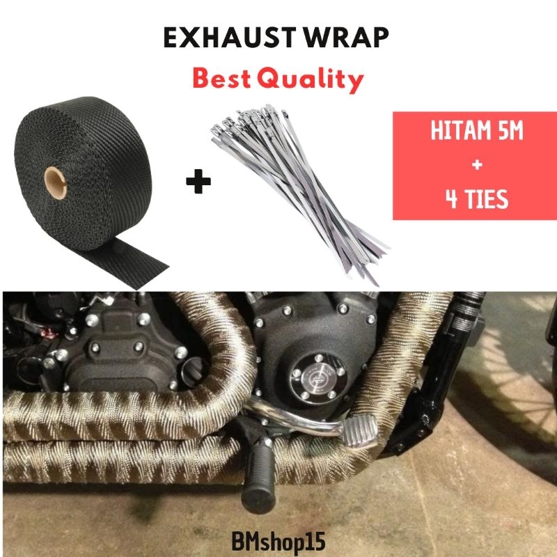 Jual Paket Exhaust Wrap Ukuran 5 Meter Peredam Panas Knalpot Fiber ...