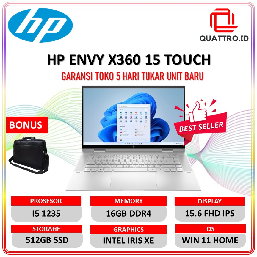 Jual Laptop Hp Envy X360 14 Touch I5 1235 16gb 512ssd Iris Xe Win11 15. ...