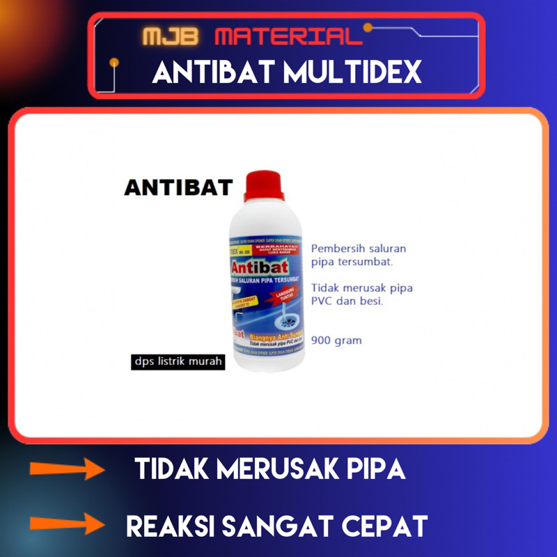 Jual Antibat Multidex Pembersih Saluran Pipa Tersumbat Anti Sumbat WC Wastafel 900 Gram | Shopee ...