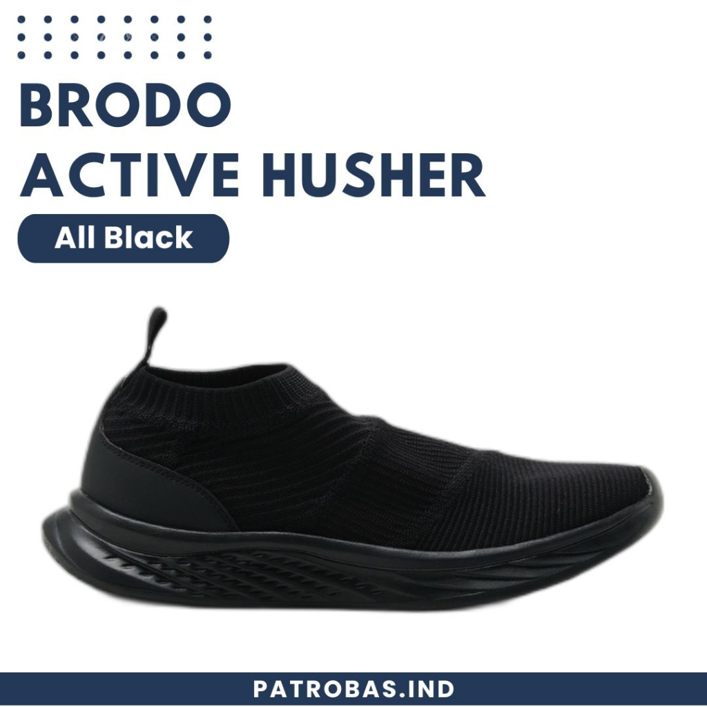 Jual BRODO Active Husher Full Black Sepatu Sneakers Shoes Casual Slip ...