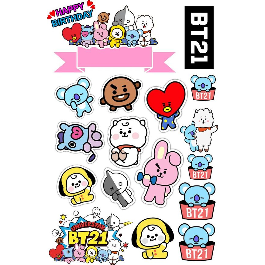 Jual BT21 Topper Cake Happy Birthday Bisa Request Nama dan umur/Topper ...