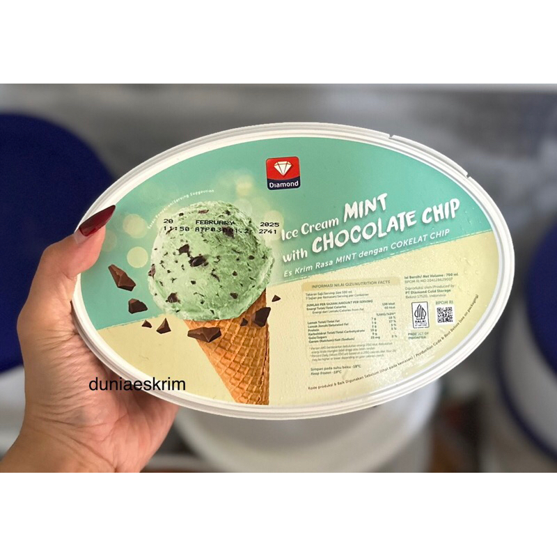 Jual Diamond Ice Cream Mint with Choco Chip 700ml | Shopee Indonesia