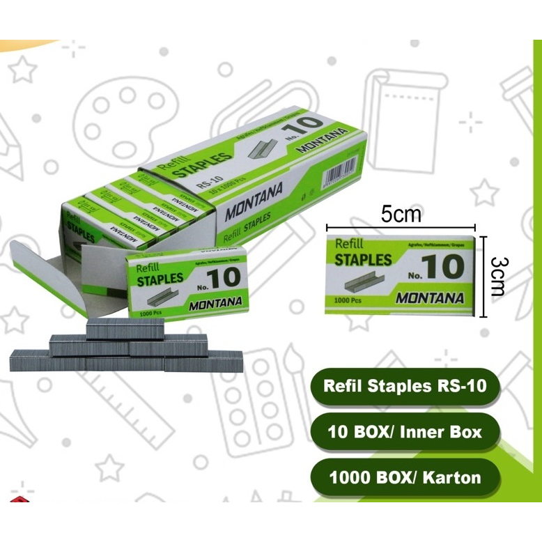 Jual Isi Staples gs 10 / Refill stapler kecil no 10 ( 1 box kecil isi ...
