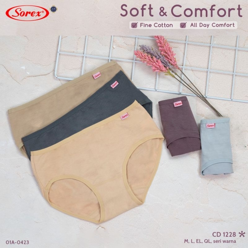 Jual Sorex (3pc, 6pc, 12pc) Cd/Celana Dalam Wanita Sorex 1228 Soft & Comfort | Shopee Indonesia